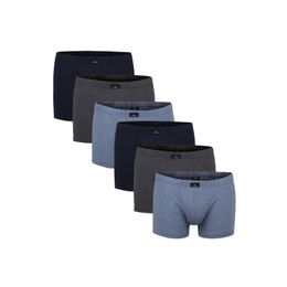 G&ouml;tzburg Boxershorts G&Ouml;TZBURG "Boxershort 6er Pack", Herren, Gr. L, blau (blau, grau), Obermaterial: 95% Baumwolle CO. 5% Elasthan EL., Unterhosen Boxershorts