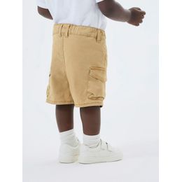 Cargoshorts name it "NMMBEN BAG CARGO TWI SHORTS 1771-HI NOOS", Jungen, Gr. 104, N-Gr, beige (incense), Twill, Obermaterial: 98% Baumwolle, 2% Elasthan, unifarben, relaxed fit kn&ouml;chellang, Hosen Cargoshorts