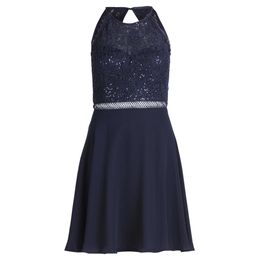 Cocktailkleid Vera Mont "Cocktailkleid mit Spitze", Damen, Gr. 44, EURO, blau (night sky), 100% Polyester PES., Kleider Cocktailkleid
