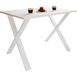 Vcm Holzesstisch H. 76 x B. 110 x T. 50 cm hochwertiges und massives Fu&szlig;gestell F&uuml;&szlig;e aus Eisen K&uuml;chentisch - Xona U