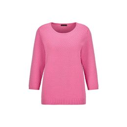 Rundhalspullover GOLDNER "Halbarm Baumwollpullover mit Struktur", Damen, Gr. 50, rosa (pink), Obermaterial: 100% Baumwolle CO., Modisch, Pullover Rundhalspullover, Rundhalsausschnitt