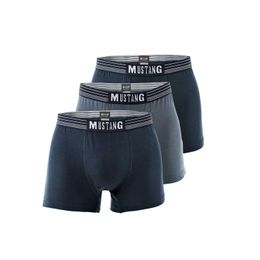 Boxershorts Mustang "Boxershort Retroshorts True Denim 3er Pack 3er Pack", Herren, Gr. M, bunt (marine, blau, marine), Obermaterial: 95% Baumwolle CO. 5% Elasthan EL., Unterhosen Boxershorts