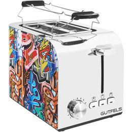 Gutfels Toaster "TOAST 3010 G", graffitti, style, B:16,5cm H:18,8cm T:28,7cm, Toaster, 2-Scheiben-Toaster, 850 Watt, Graffitti-Style, Toaster