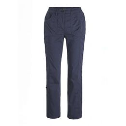 Stoffhose GOLDNER "Kurzgr&ouml;&szlig;e Krempelbare Hose mit Funktion", Damen, Gr. 22, K-Gr, blau (marine), Obermaterial: 71% Baumwolle CO. 25% Polyester PES. 4% Elasthan EL., Hosen Stoffhose