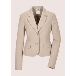 Madeleine Mode Jackenblazer MADELEINE "Blazer Eleganter Einreiher mit Reverskragen", Damen, Gr. 40, beige (cappuccino), Obermaterial: 55% Polyester PES. 43% Baumwolle CO. 2% Elasthan EL., Modern, normal, Blazer Jackenblazer, Strucksturjersey