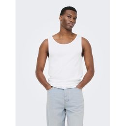 Only & Sons Rundhalsshirt ONLY & SONS "ONSTANNER REG SL TANK TOP NOOS", Damen, Gr. S, hellwei&szlig;, Jersey, Obermaterial: 95% Baumwolle, 5% Elasthan, unifarben, regular fit normal, Rundhals, Shirts Rundhalsshirt