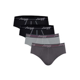Slip Sloggi "Slip Start midi C4P box 4er Pack", Herren, Gr. M, bunt (schwarz, grau, schwarz), Obermaterial: 96% Baumwolle CO. 4% Elasthan EL., Unterhosen Slip
