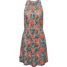A-Linien-Kleid Ragwear "Sommerkleid Sanai Print Organic", Damen, Gr. XL, N-Gr, blau (aqua), Obermaterial: 100% Lyocell CLY., Kleider A-Linien-Kleid