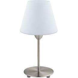 Eglo Tischleuchte "DAMASCO 1 Tischlampe, wei&szlig;, nickel-matt, exkl. Leuchtmittel E14", wei&szlig; (nickelfarben, wei&szlig;), 1, &Oslash; 14,5cm H: 30cm, Leuchten, Nachttischlampe, Schreibtisch, B&uuml;ro, elegant und zeitlos, 30x14,5x12cm, Tischleuchte