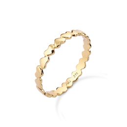 Silberring Elli Premium "Ring Herzen Liebe 375 Gelbgold" Gr. 52, gold, Fingerringe, Damen, 52, Gelbgold 375, Silberring