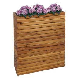 Pflanzkasten MCW-L21, Hochbeet Pflanzk&uuml;bel Blumentopf, eckig 77x63x23cm Outdoor Akazie Holz MVG-zertifiziert ~ braun