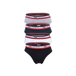 Slip Fila "Slip 4er Pack", Herren, Gr. XXL, bunt (schwarz, wei&szlig;, blau, grau), Obermaterial: 95% Baumwolle CO. 5% Elasthan EL., Unterhosen Slip