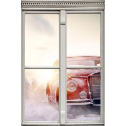 Wandsticker queence "Auto", rot, B:40cm H:60cm T:0,1cm, Wandtattoos, Wandsticker, Wandsticker, Wandbild, selbstklebend, 3D, Fenster