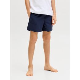 Jack & Jones Badeshorts JACK & JONES JUNIOR "JPSTMAUI WAVE LOGO SWIM SHORTS SN JNR", Kinder, Gr. 152, N-Gr, navy blazer, Web, Polyester, unifarben, Badehosen Badeshorts