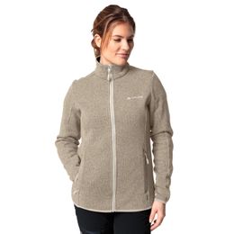 Funktionsjacke Vaude, Damen, Gr. 34, beige (linen), Web, Obermaterial: 100% Polyester, meliert, unifarben mit Farbeinsatz, hoch geschlossener Ausschnitt, eingesetzt eingefasste Kante, Jacken Funktionsjacke, mit w&auml;rmendem Fleecematerial, mit hochschlie&szlig;endem Kragen
