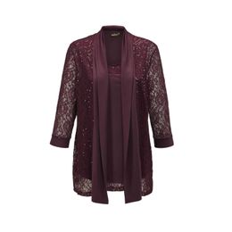 Klassische Bluse GOLDNER "Set aus glitzerndem Spitzenj&auml;ckchen und Top", Damen, Gr. 40, pink (beere), Obermaterial: 70% Polyester PES. 30% Viskose CV., festlich, figurumspielend, Sonstiges, Blusen Klassische Bluse, Mit funkelnden Pailletten besetzt
