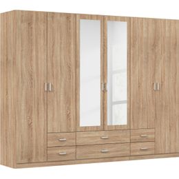 Kleiderschrank Rauch "Schrank Garderobe Ankleide GAMMA Breiten 91/136/181/226/271/315/360 cm", eiche sonoma, griffe alu, B:271cm H:210cm T:54cm, Holzwerkstoff, Schr&auml;nke, Kleiderschrank, verschiedene Griff-Varianten, mit Spiegel TOPSELLER MADE IN GERMANY