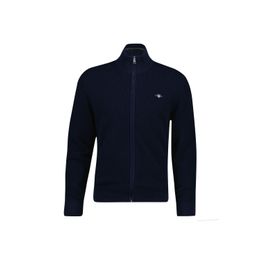 Sweatshirt Gant "Strickjacke MICRO TEXTURED COTTON ZIP CARDIGAN 1er Pack", Herren, Gr. 3XL, blau, Obermaterial: 100% Baumwolle CO., Sweatshirts Sweatshirt