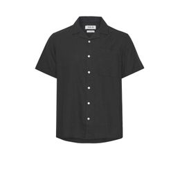 !Solid Kurzarmshirt SOLID "Kurzarmhemd SDAllan", Herren, Gr. S, schwarz (true schwarz), Obermaterial: 58% Leinen LI. 42% Viskose CV., Hemden Kurzarmshirt