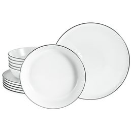 Tafelservice Creatable "Chef Collection Black Line, Tafel-Service 12-tlg", wei&szlig;, 12 Stk., Porzellan, Geschirr-Sets, Tafelservice, Teller Set, Daily Use, Zeitlos