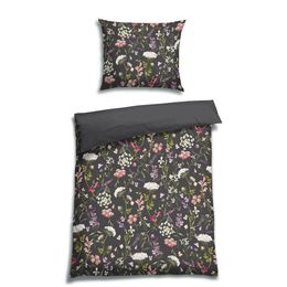 Wendebettw&auml;sche Florella "Fiore black Edel-Satin, 100% Baumwolle", schwarz, B/L: 140cm x 220cm, 1 Stk., 1 Stk., Satin, B/L: 70cm x 90cm, Satin, Obermaterial: 100% Baumwolle CO., Bettw&auml;sche, Wendebettw&auml;sche