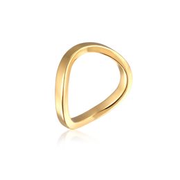 Silberring Elli "Ring Bandring Stapelring Welle Goldfarben f&uuml;r Damen" Gr. 58, gold, Fingerringe, Damen, 58, Messing, Silberring