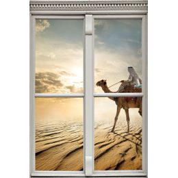 Wandsticker queence "Kamel in der W&uuml;ste", beige (natur), B:40cm H:60cm T:0,1cm, Wandtattoos, Wandsticker, Wandsticker, Wandbild, selbstklebend, 3D, Fenster