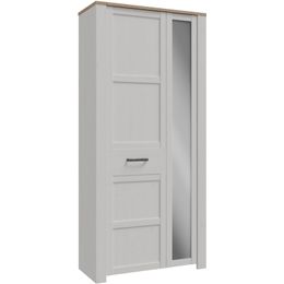 Garderobenschrank FORTE "Garderobenschrank, H&ouml;he 205,4cm, Spiegel, Soft Close, Push to Open", riviera eiche, sibiu l&auml;rche hell, B:94,4cm H:205,4cm T:42cm, Schr&auml;nke, Garderobenschrank, B/H/T 94,4/205,4/42 cm