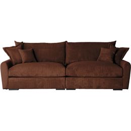 Big-Sofa Home Affaire "Finka, Breite 247 cm", terracota, B:247cm T:123cm, 100% Polyester, Sofas, Big-Sofa, Mega-Sofa, Cord oder Chenille-Struktur, mit Federkern & 4 Zierkissen