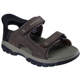 Outdoorsandale Skechers "TRESMEN-REECE", Herren, Gr. 44, braun (dunkelbraun), Lederimitat, Schuhe Outdoorsandale, Trekking Sandale, Outdoorschuh mit Heel Pillow Funktion