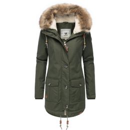 Winterjacke Ragwear "Wintermantel Jane YOUMODO", Damen, Gr. L, gr&uuml;n (schwarz olive), Obermaterial: 65% Polyester PES. 35% Baumwolle CO. Obermaterial: Futter: 100% Polyester PES. 100% Polyester PES., Jacken Winterjacke