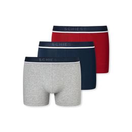 Boxershorts Schiesser "Boxershort 3er Pack", Herren, Gr. L, bunt (rot, blau, grau), Obermaterial: 95% Baumwolle CO. 5% Elasthan EL., Unterhosen Boxershorts