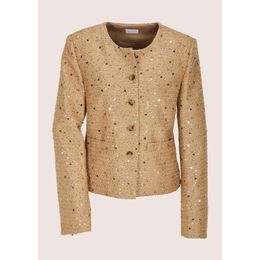 Madeleine Mode Jackenblazer MADELEINE "Kurzblazer Glanzblazer mit Pailletten", Damen, Gr. 40, beige (berber), Obermaterial: 100% Polyester PES., Modern, Blazer Jackenblazer, mit Pailletten