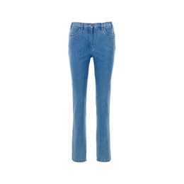 Stretch-Jeans GOLDNER "Kurzgr&ouml;&szlig;e Edel geschm&uuml;ckte Jeanshose ANNA", Damen, Gr. 25, K-Gr, blau (hellblau), Obermaterial: 83% Baumwolle CO. 16% Polyester PES. 1% Elasthan EL., Jeans Stretch-Jeans