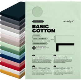 Spannbettlaken Schlafgut "Basic Cotton Bettlaken, 160 g/m&sup2;, 100% Baumwolle, Spannbetttuch", gr&uuml;n light, 1 Stk., Jersey, 180-200x190-200 20cm, Jersey, Obermaterial: 100% Baumwolle, Bettlaken, Spannbettlaken, Spannbettlaken bis 20 cm Matratzenh&ouml;he, b&uuml;gelfrei und pflegeleicht