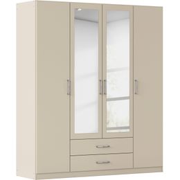 Kleiderschrank Rauch "Schrank Garderobe Ankleide GAMMA Breiten 91/136/181/226/271/315/360 cm", beige (champagner), griffe chrom, B:181cm H:210cm T:54cm, Holzwerkstoff, Schr&auml;nke, Kleiderschrank, verschiedene Griff-Varianten, mit Spiegel TOPSELLER MADE IN GERMANY