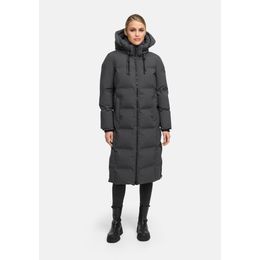 Winterjacke Marikoo "Marikoo Tikoraa Damen lange Winterjacke Steppjacke N102", Damen, Gr. L, grau (anthrazit), Obermaterial: 100% Polyester PES., Jacken Winterjacke