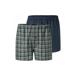 Webboxer Schiesser "Web-Boxershorts Webware 2P 2er Pack", Herren, Gr. XL, bunt (blau, gr&uuml;n), Obermaterial: 100% Baumwolle CO., Unterhosen Webboxer