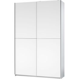 Schwebet&uuml;renschrank Schlafkontor "Heimo/Fast Schrank Kleiderschrank Garderobe", wei&szlig;, B:125cm H:196cm T:38cm, Holzwerkstoff, Schr&auml;nke, Schwebet&uuml;renschrank, geringe Tiefe, ausziehbarer Kleiderstange, Garderobenschrank, 6 B&ouml;den, Topseller