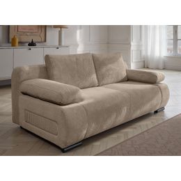 Schlafsofa Collection AB "Moritz", taupe, B:200cm H:85cm T:98cm, 100%Polyester, Sofas, Schlafsofa, mit Bettfunktion und Bettkasten, komfortabler Federkern