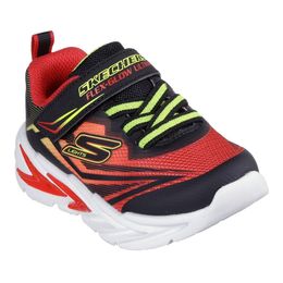 Lauflernschuh Skechers "FLEX-GLOW ULTRA LIGHTS", M&auml;dchen, Gr. 24, schwarz (schwarz, rot), Lederimitat, Textil, kontrastfarbene Details, Schuhe Lauflernschuh, Blink,-Klettschuh zum Schl&uuml;pfen, Neon, Gr&ouml;&szlig;enschablone zum Download