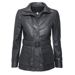 Bikerjacke JCC "Lederjacke R6382", Damen, Gr. 44, grau, Obermaterial: 100% Lammnappaleder LANA. Futter: 100% Polyester PES., Jacken Bikerjacke