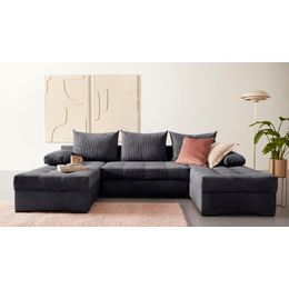 Wohnlandschaft Collection AB "Josy U-Form, B: 269 cm", grau (anthrazit), B:269cm H:41cm T:161cm, 100%Polyester, Sofas, Wohnlandschaft, mit Bettfunktion & Bettkasten, Federkern