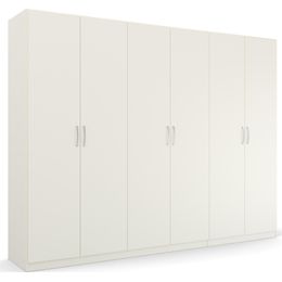 Dreht&uuml;renschrank Rauch "Kleiderschrank Schrank Garderobe Ankleide PURE BY QUADRA SPIN", wei&szlig; (alpinwei&szlig;), B:271cm H:210cm T:54cm, Holzwerkstoff, Schr&auml;nke, Dreht&uuml;renschrank, mit Spiegel, in puristischem Design, Griffe alufarben MADE IN GERMANY