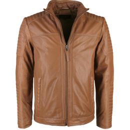 Bikerjacke JCC "Lederjacke 15-10-B-2", Damen, Gr. S, braun (cognac), Obermaterial: 100% Lammleder LEL. Futter: 100% Baumwolle CO., Jacken Bikerjacke