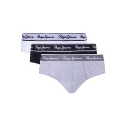 Slip Pepe Jeans "Slip 3er Pack", Herren, Gr. S, bunt (hellgrau, schwarz, wei&szlig;), Obermaterial: 95% Baumwolle CO. 5% Elasthan EL., Unterhosen Slip