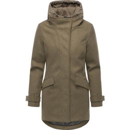 Wintermantel Ragwear "Wintermantel Petuja Felt YOUMODO", Damen, Gr. XXL, braun (mocca), Obermaterial: 100% Polyester PES. Obermaterial: Futter: 100% Polyester PES. 100% Polyester PES., M&auml;ntel Wintermantel