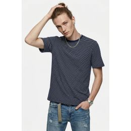 Only & Sons Rundhalsshirt ONLY & SONS "ONSFRED LIFE RLX SS STRIPE TEE NOOS", Herren, Gr. S, navy blazer stripes:gardenia, Jersey, Obermaterial: 100% Baumwolle, gestreift, relaxed fit normal, Rundhals, Shirts Rundhalsshirt