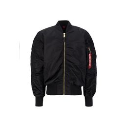 Bomberjacke Alpha Industries "MA-1 OS Puckered", Herren, Gr. XS, schwarz, Obermaterial: 100% Nylon, Lining/F&uuml;llung: 100% Polyester, Jacken Bomberjacke