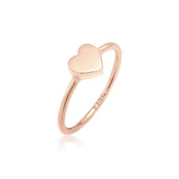 Silberring Elli "Ring Herz Liebe Valentinstag Zeitlos 925 Silber" Gr. 58, rosa (rosegold), Fingerringe, Damen, 58, Silber 925 (Sterlingsilber), Silberring
